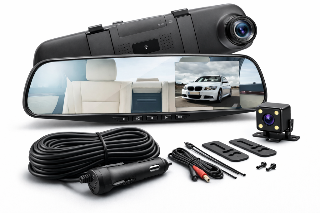 HD Rearview Mirror Dash Cam – 1080P Front + Rear Dual Camera Recorder ...